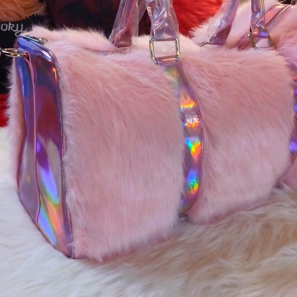 Dolls Kill | Bags | Dollskill Pink Shaggy Fur Beautiful Weekender With ...